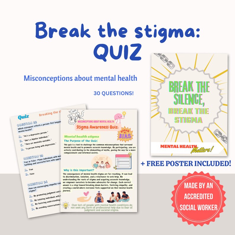 Break the Stigma: Mental Health Awareness Interactive Quiz PDF Free ...