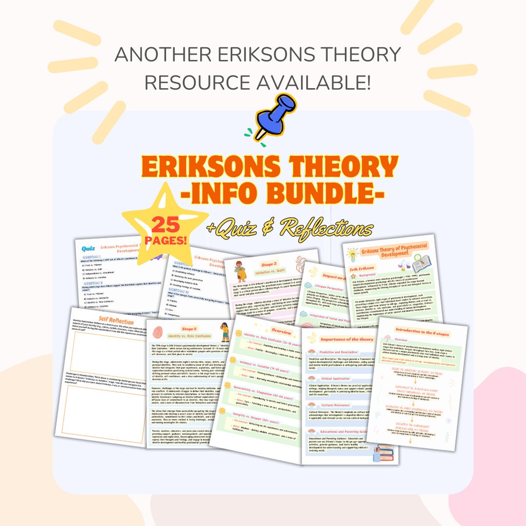 Erikson's Psychosocial Theory Poster, Therapy Handout, Classrooms ...
