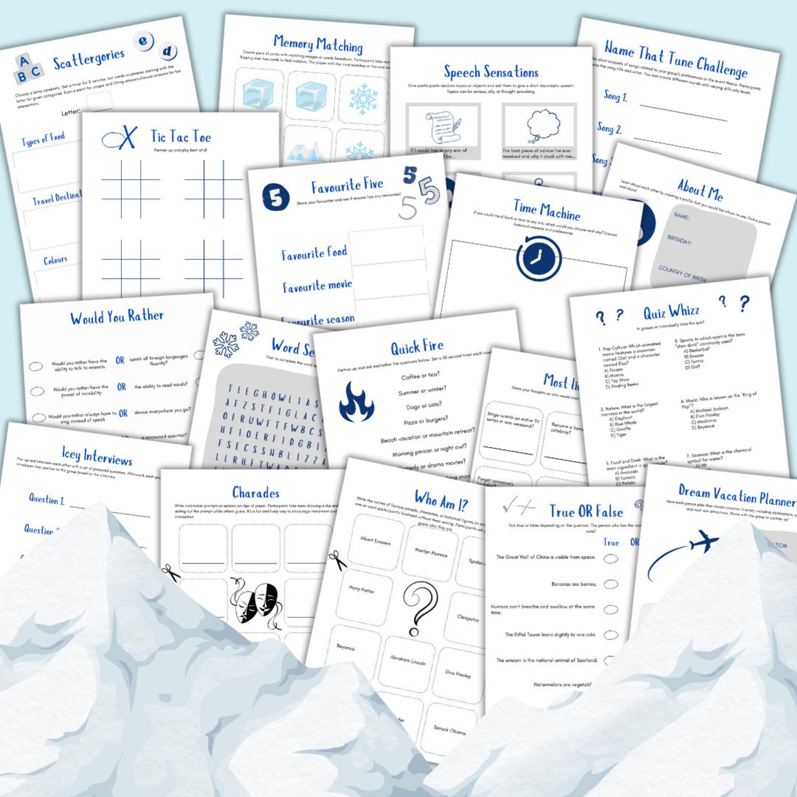 Printable Icebreaker Games Pack, Fun Adult Activities, Office Parties ...
