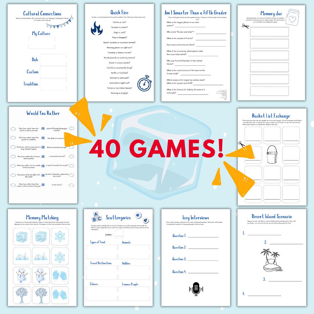 Icebreaker Games Bundle Printable Conversation Cards Dinner Party ...