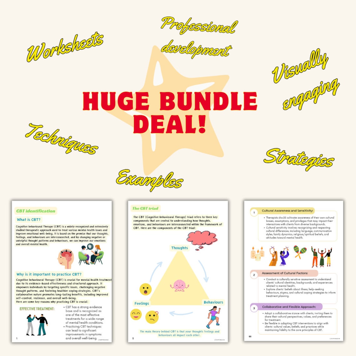 CBT Therapy, Cognitive Behaviour Therapy Guide - Multi-page Digital ...