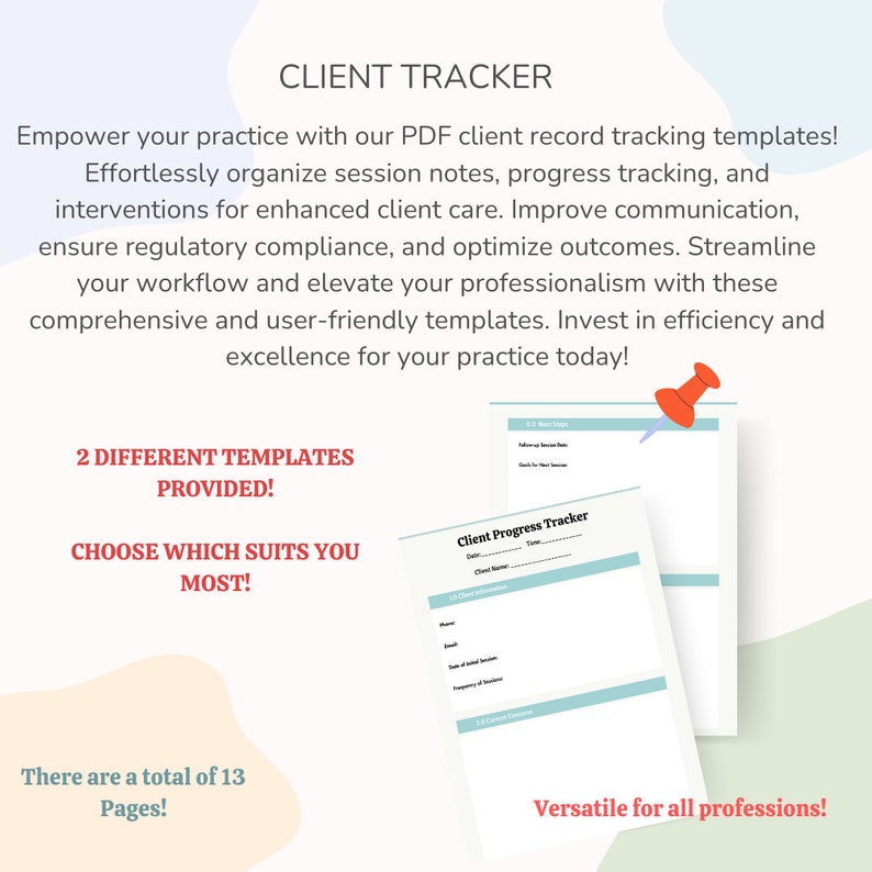 Client Record Tracker, PDF Templates, All Professions, Time Saving ...