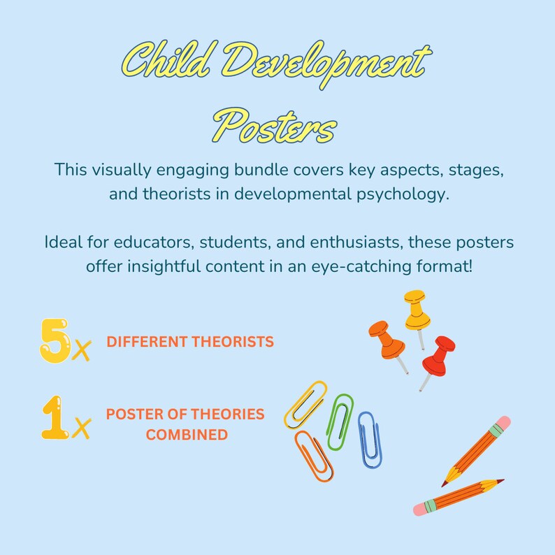 Psychology Poster Bundle, Printable Bowlby Erikson Piaget Freud Bandura ...