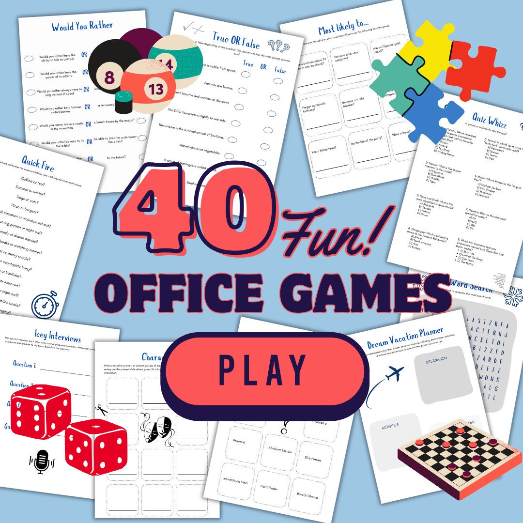 40 Fun Printable Office Games Team Building Activities Ideal for ...