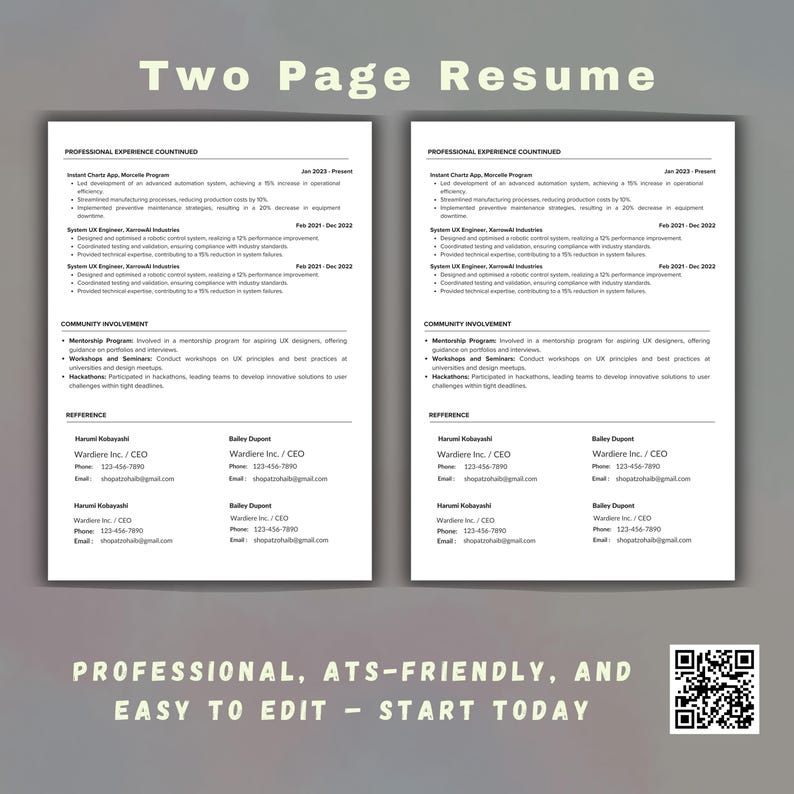 ATS Friendly Resume Templates Minimal Canva Cvs Modern Creative ...