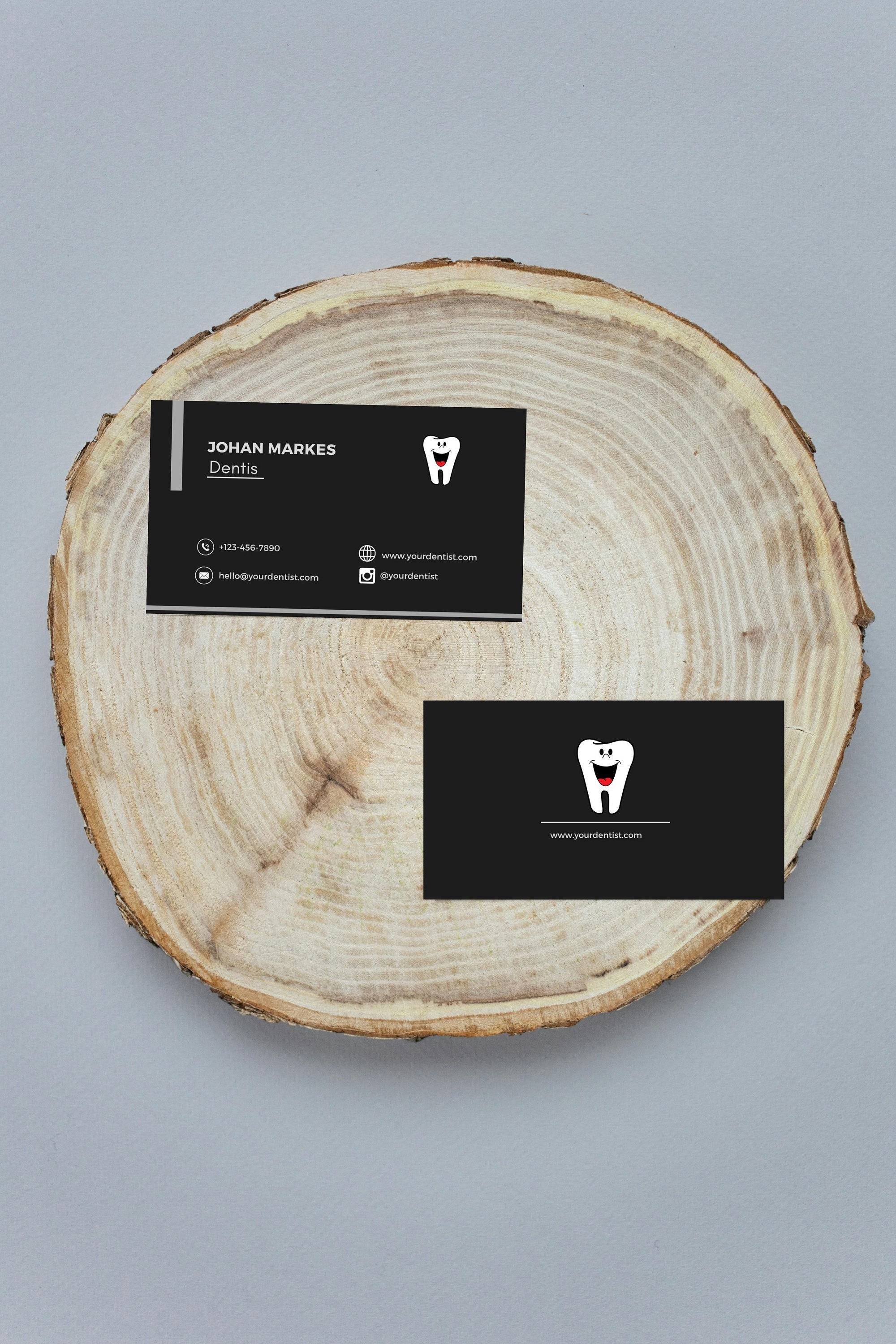 Modern Dentist Black and White Business Card Template Canva Editable ...
