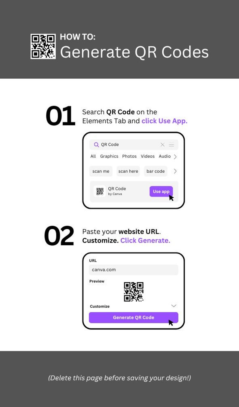 Black White Minimalist Canva Business Card Template Customisable Scannable Template Printable ...