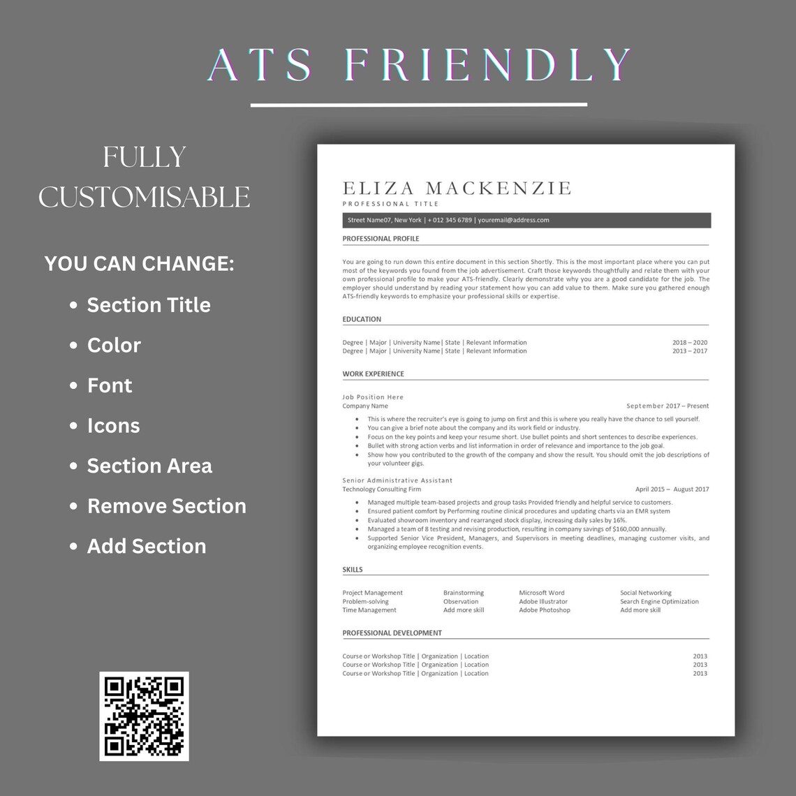 ATS Friendly Google Docs Resume Template Word 1 Page 2 Pages 3 Pages ...