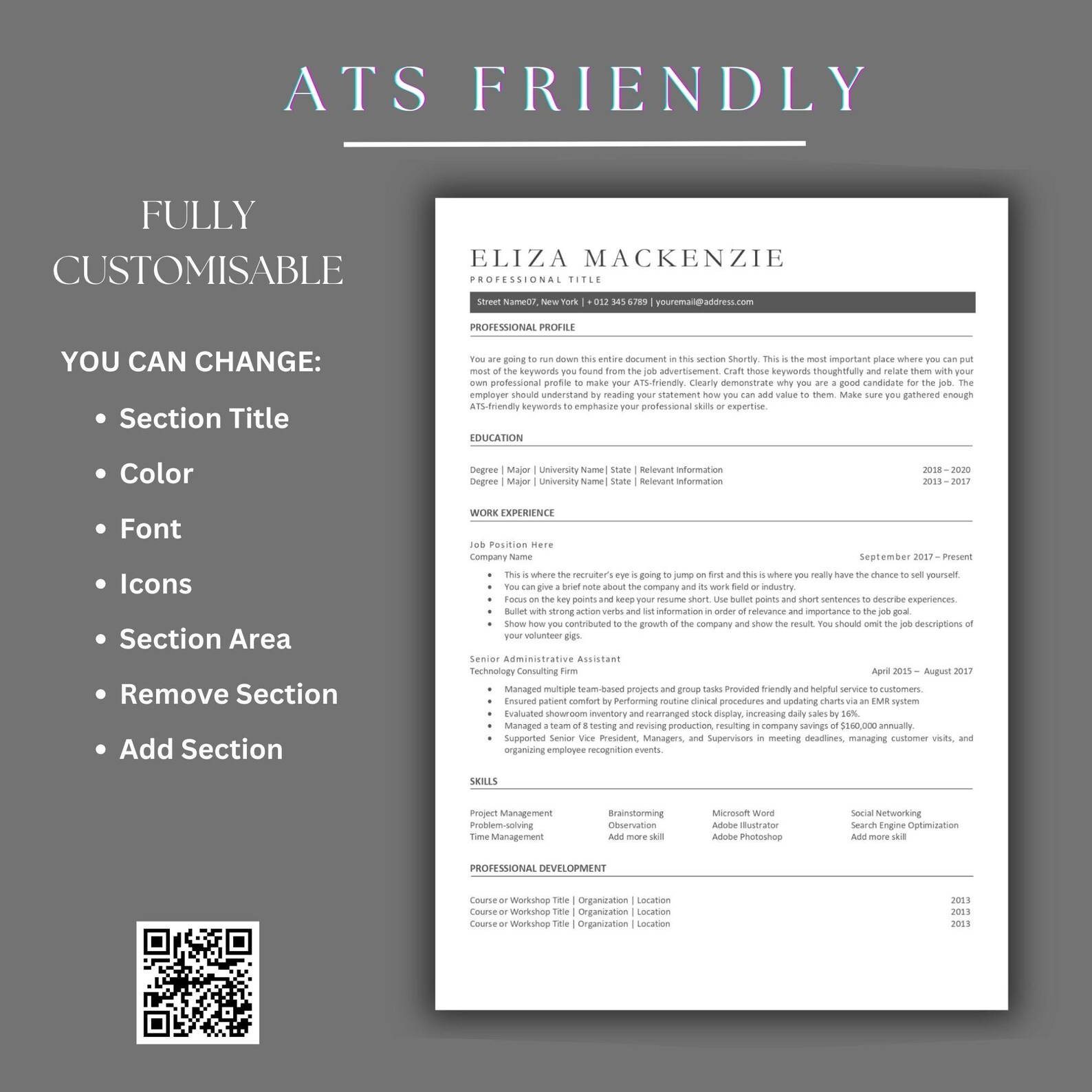ATS Friendly Google Docs Resume Template Word 1 Page 2 Pages 3 Pages ...
