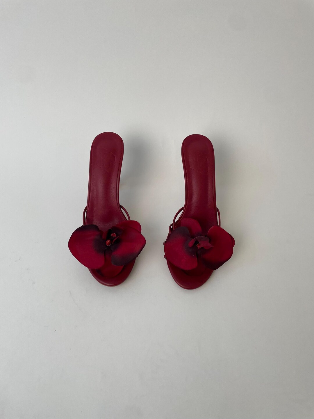 Lucia Red Orchid Burgundy Flower Heels - Etsy