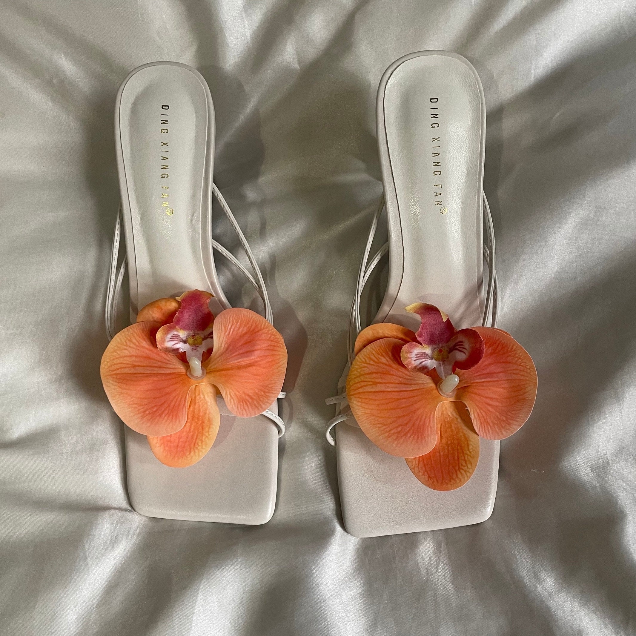 Orange Orchid Flower Sandal Heel - Etsy Canada
