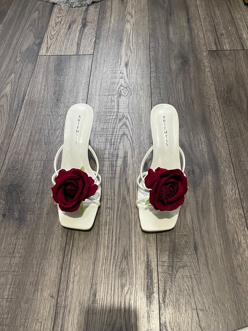 Marcia Red Rose Flower Sandal Heels - Etsy