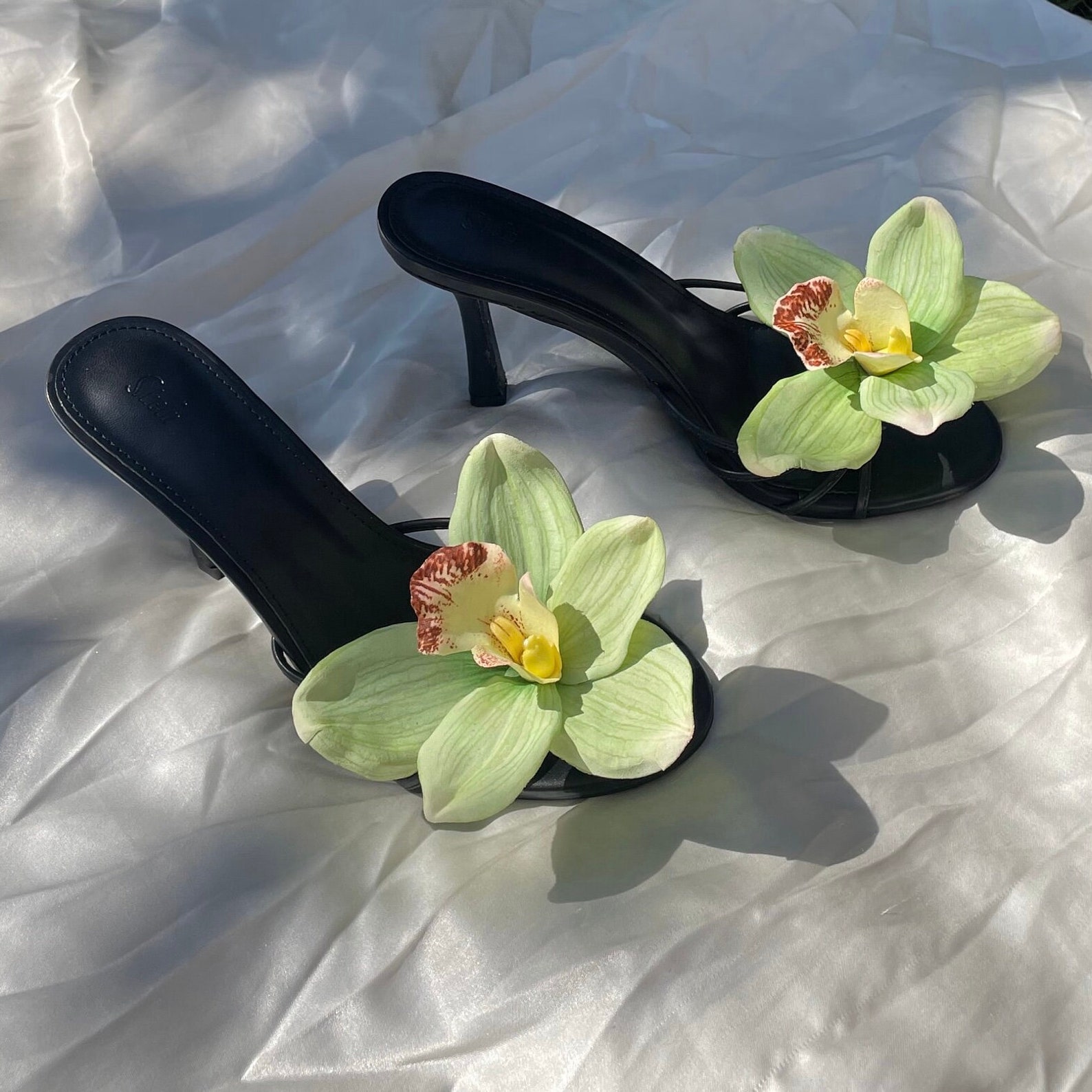 Joline Real Touch Green Cybidium Orchid Flower Heels - Etsy