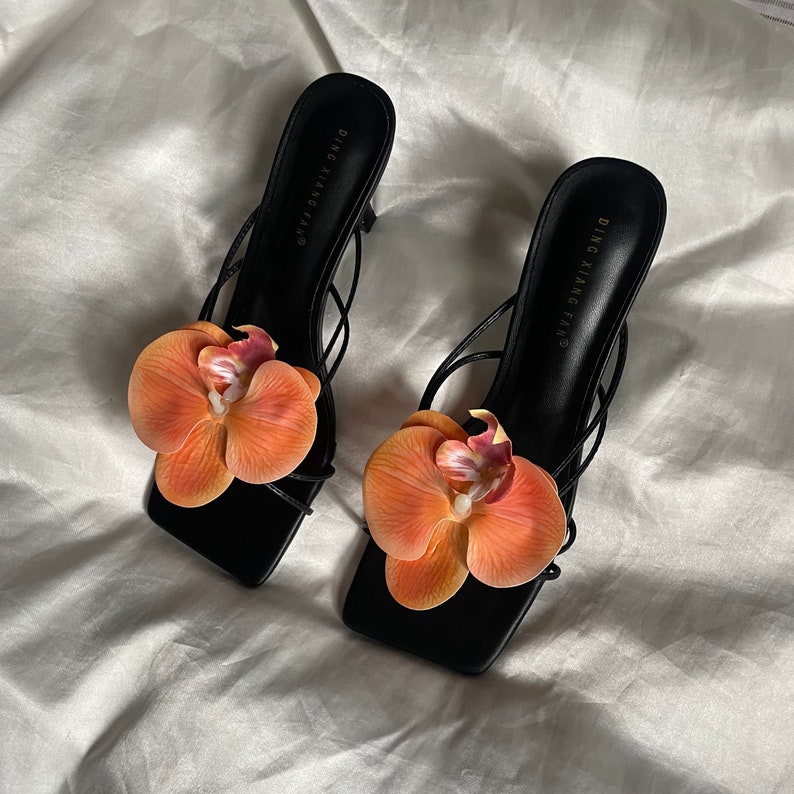 Orange Orchid Flower Sandal Heel - Etsy Canada