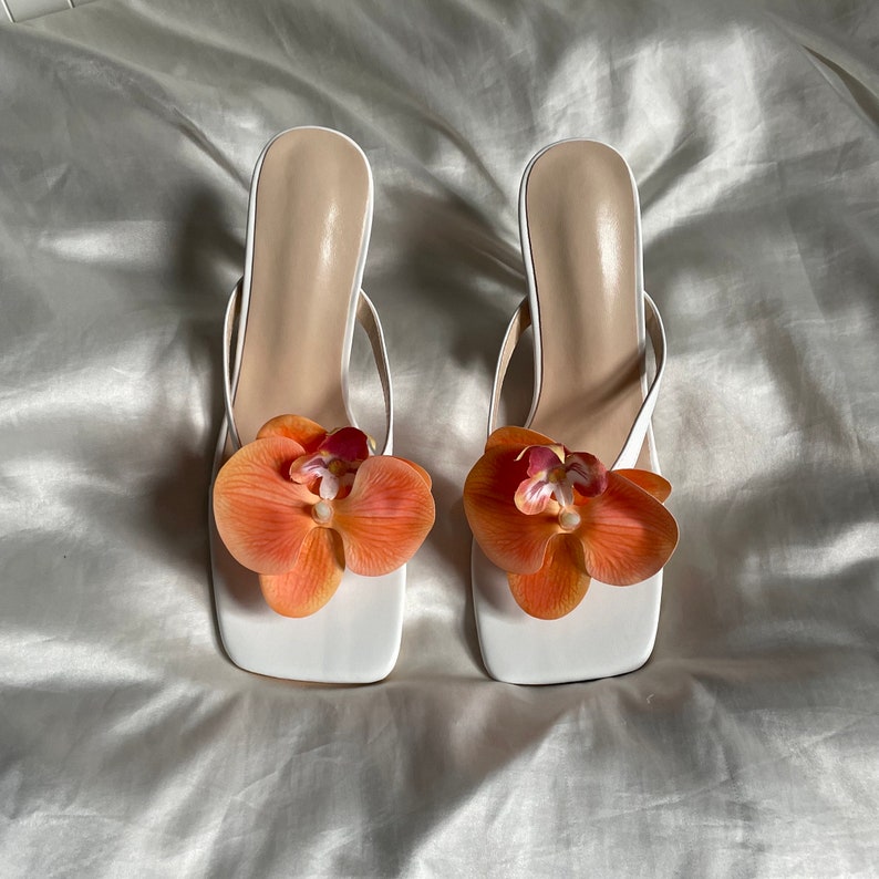Cindy Orange Orchid Thong Sandal Heels - Etsy
