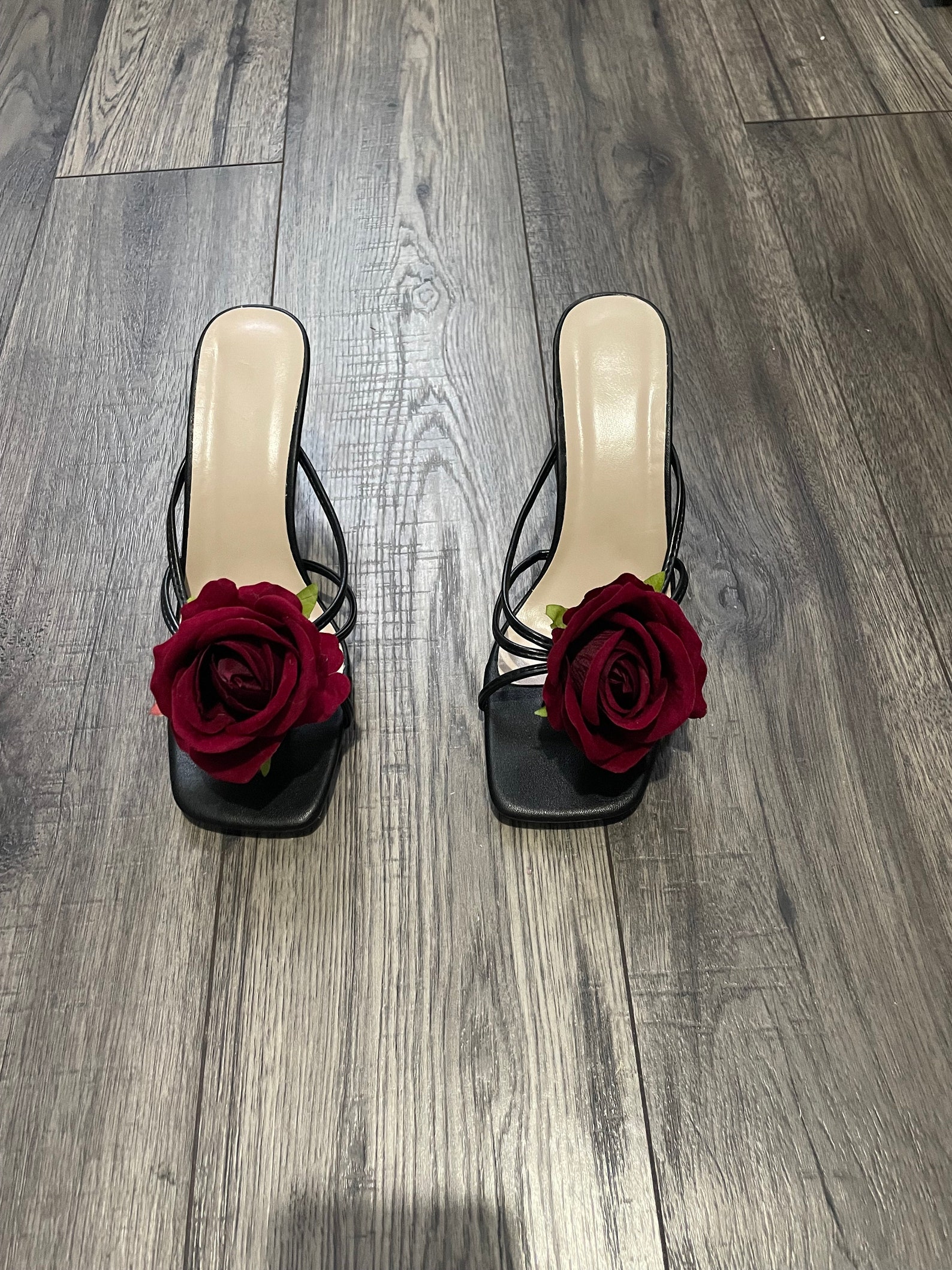 Marcia Red Rose Flower Sandal Heels - Etsy