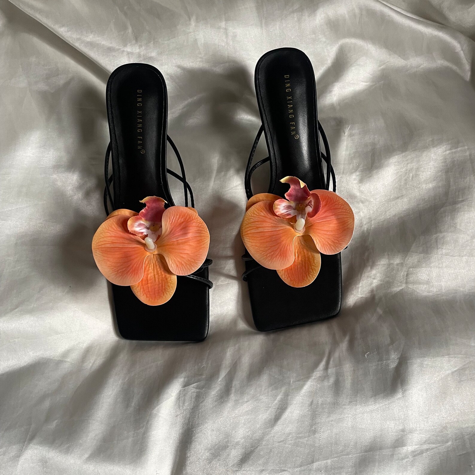 Orange Orchid Flower Sandal Heel - Etsy Canada