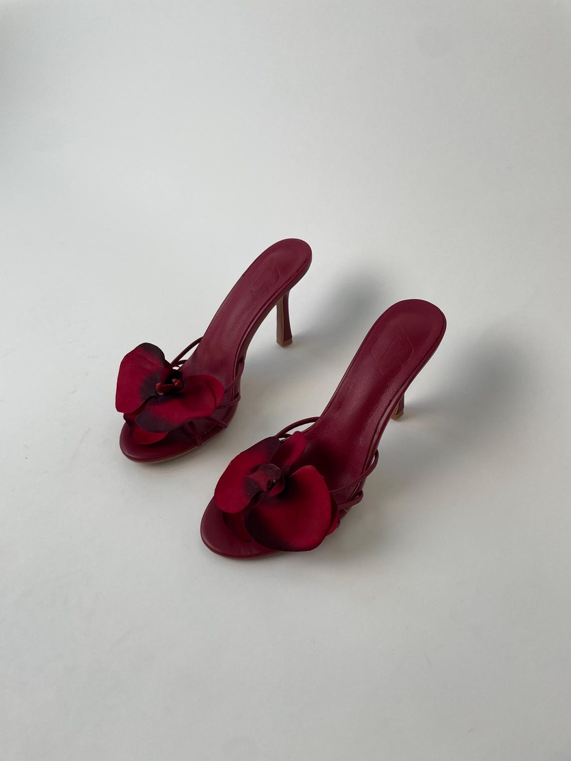 Lucia Red Orchid Burgundy Flower Heels - Etsy