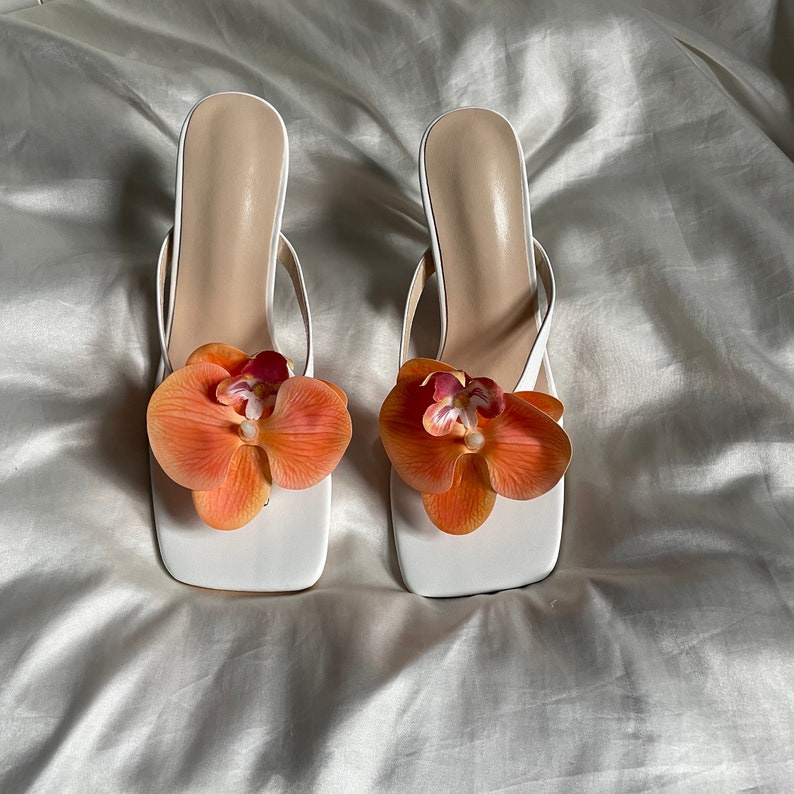 Cindy Orange Orchid Thong Sandal Heels - Etsy