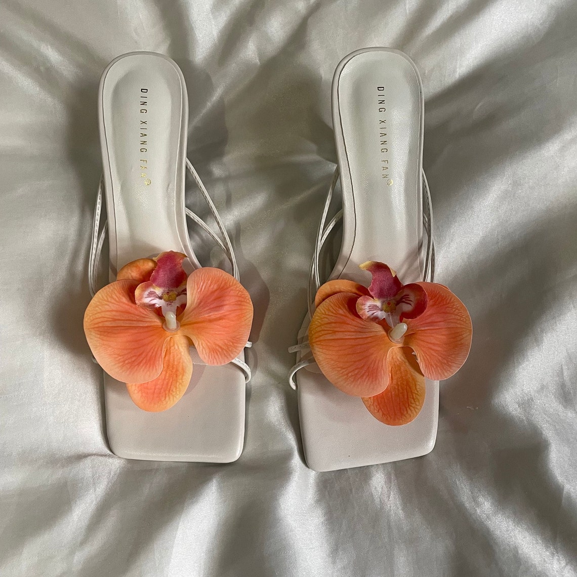 Orange Orchid Flower Sandal Heel - Etsy Canada