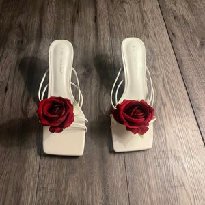 Red Rose Handmade Flower Sandal Heels - Etsy