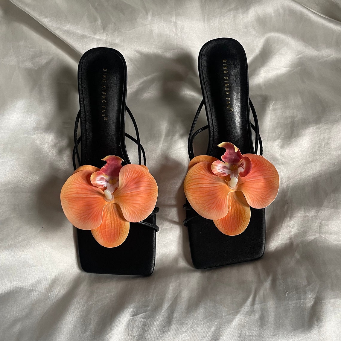 Orange Orchid Flower Sandal Heel - Etsy Canada
