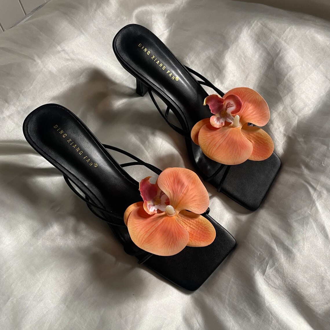 Orange Orchid Flower Sandal Heel - Etsy Canada