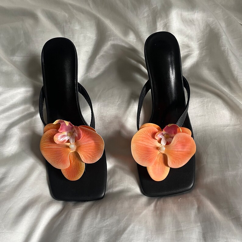 Cindy Orange Orchid Thong Sandal Heels - Etsy