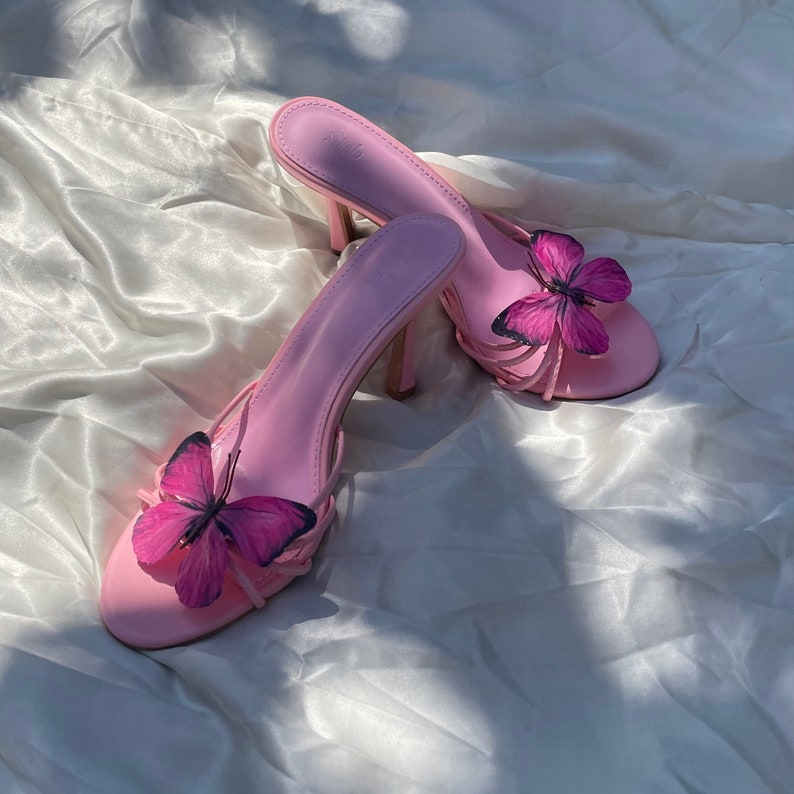 Josie Blue Butterfly Black Sandal - Etsy