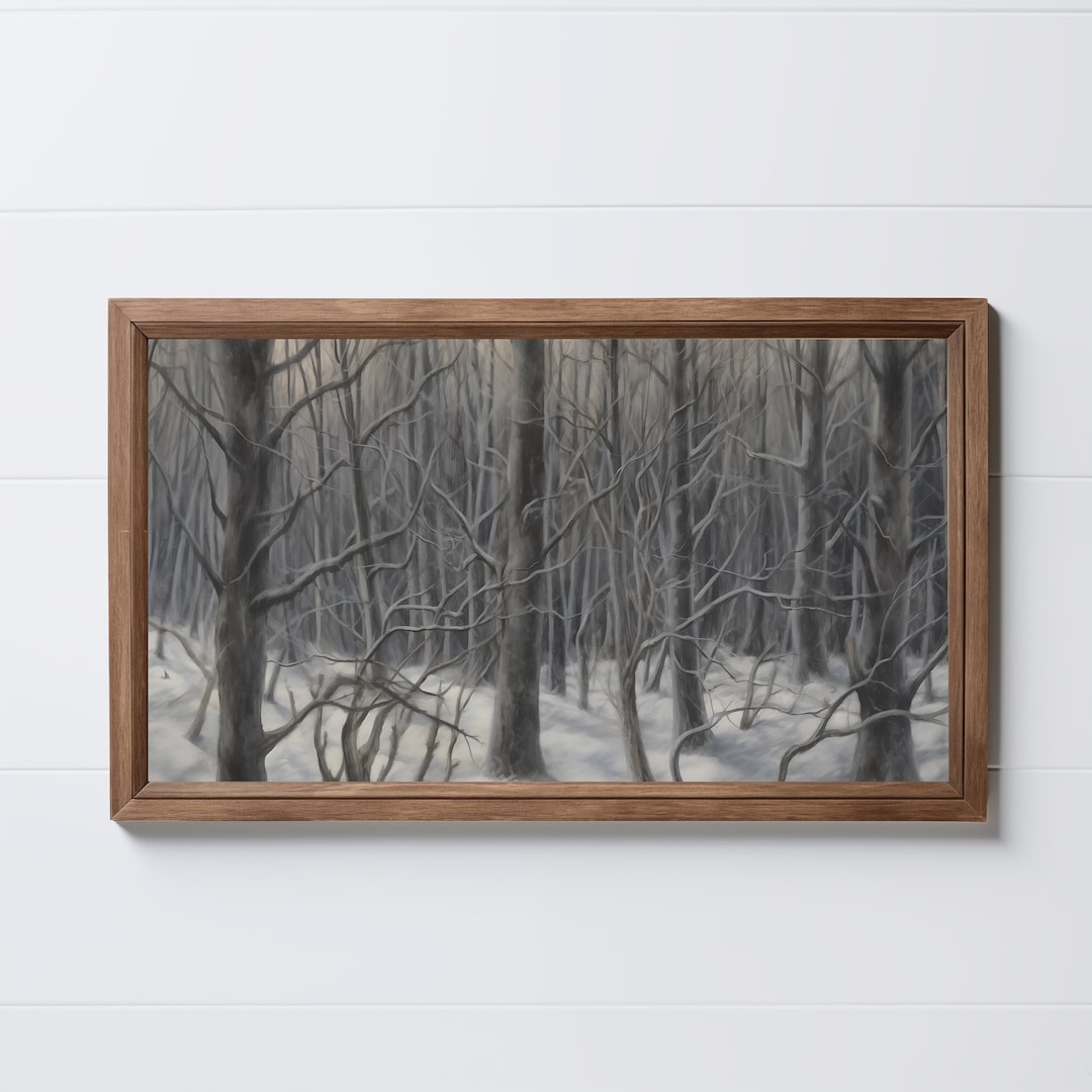Pencil Drawing Frozen Woodland Landscape | Winter Forest Art Print ...