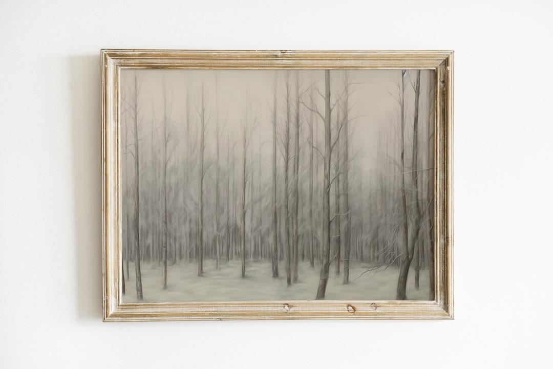 Pencil Drawing Frozen Woodland Landscape | Winter Forest Art Print ...