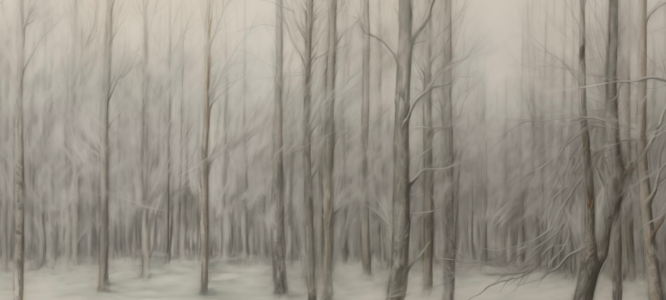 Pencil Drawing Frozen Woodland Landscape | Winter Forest Art Print ...