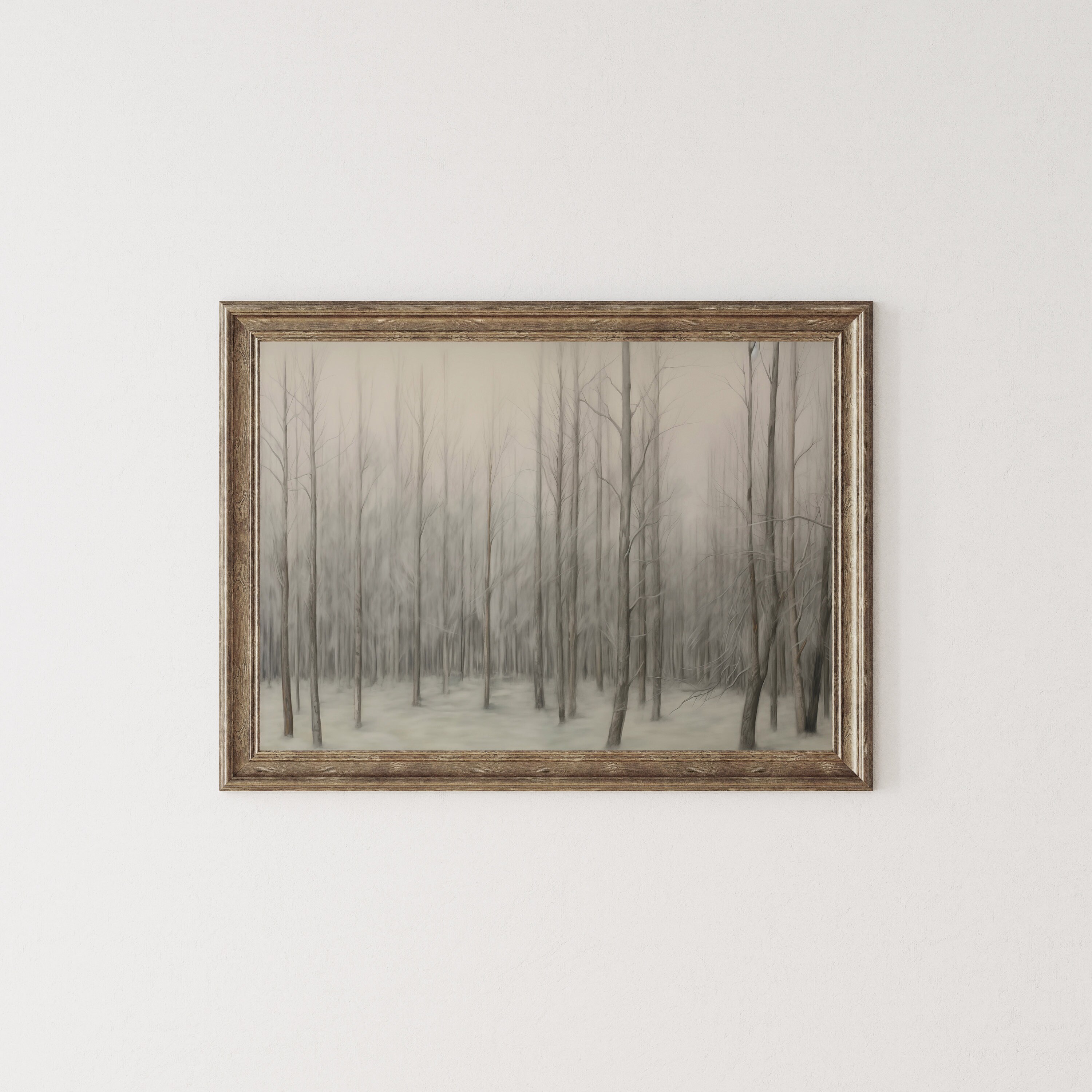 Pencil Drawing Frozen Woodland Landscape | Winter Forest Art Print ...