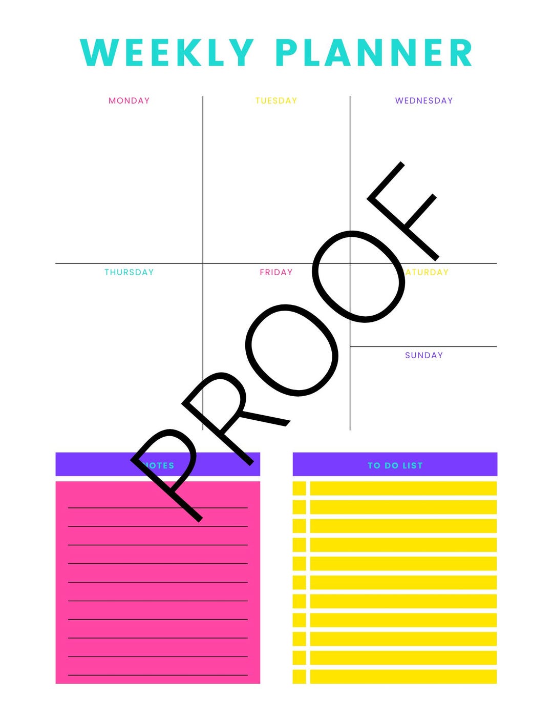 Bright Weekly Planner Printable | Colorful Planner US Letter | Digital ...