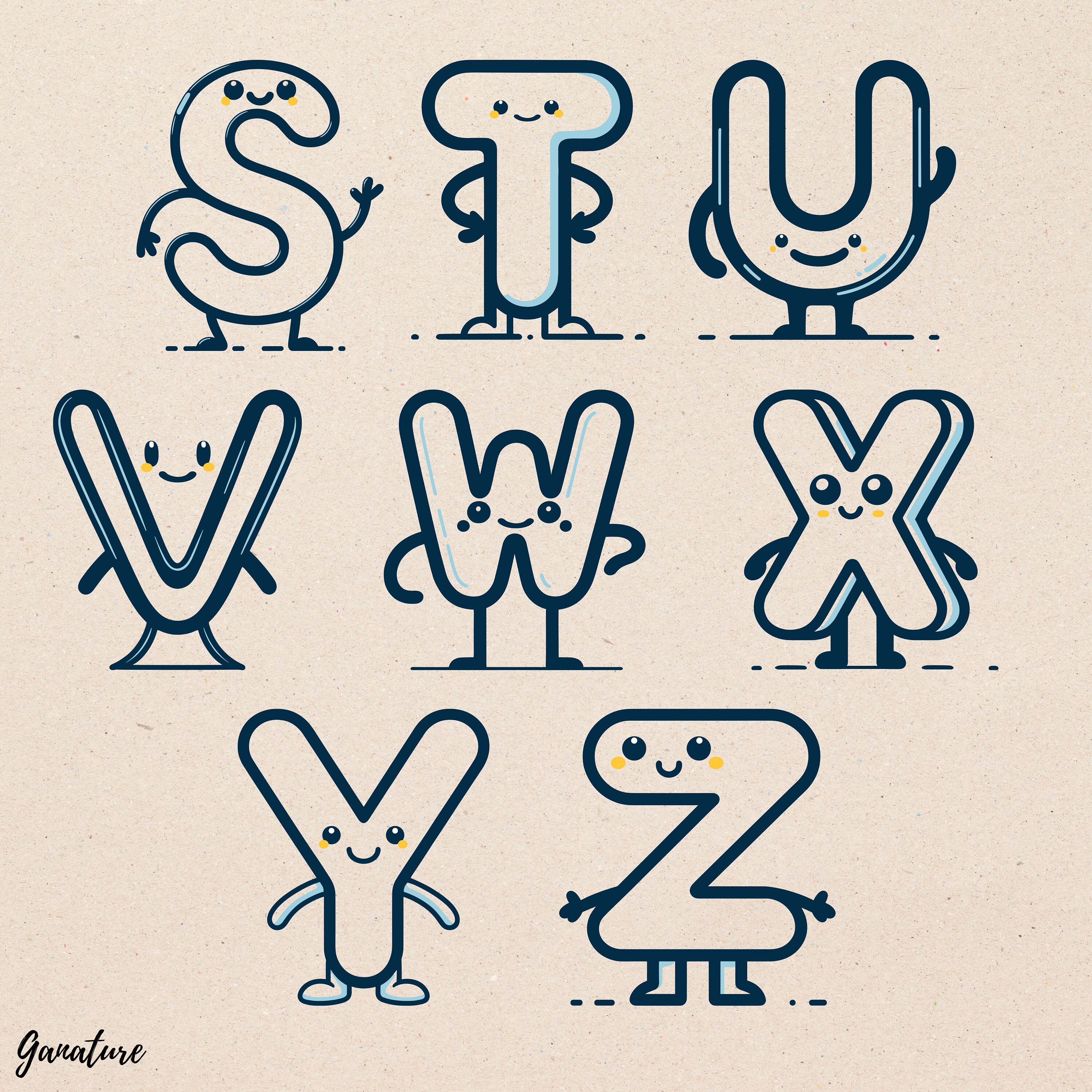 Alphabet Cartoon SVG, Doodle Font, Cute Letters, Alphabet PNG, Cartoon ...