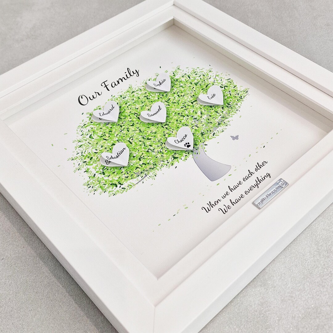 Green Family Tree Framed Our Family Tree 3D Print Personalised Family ...