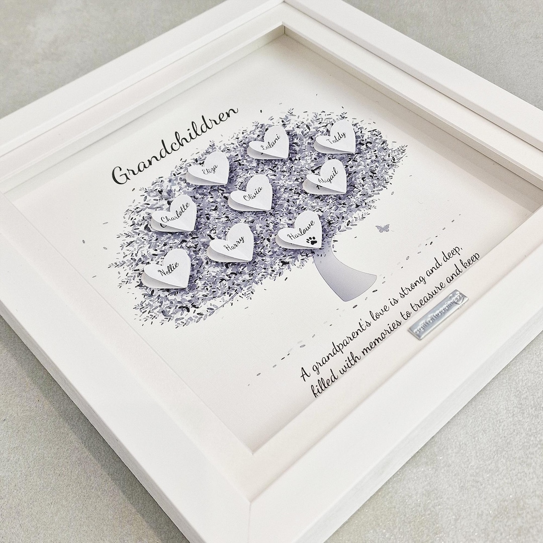 Grey GRAND CHILDREN Family TREE With Grandchildren's Names Christmas ...
