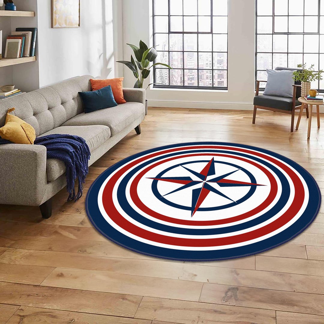 Compass Rug,compass Themed Area Rug,navy Blue and White Area Rug ...