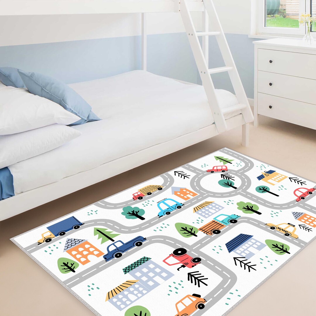 City Kids Rug, Road Playground Carpet, Ultra Soft Nursery Kids Rug ...