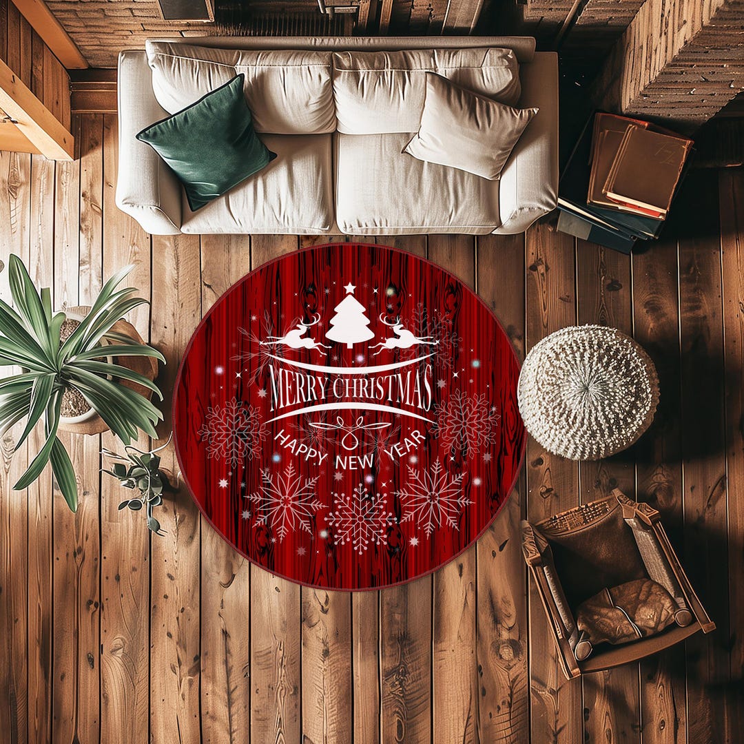Christmas Rug,christmas Round Rug,christmas Deer Rug,christmas ...