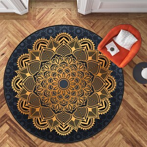 Mandala Round Rug, Geometric Floor Carpet, Yoga Mat, Traditional Rug ...