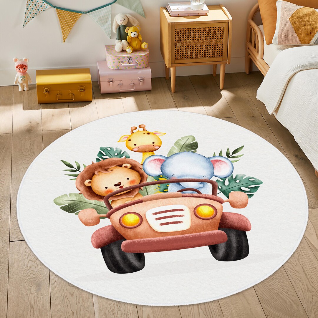 Safari Animals Kids Rug,lion Kids Rug,baby Showergift,baby Boy Room ...