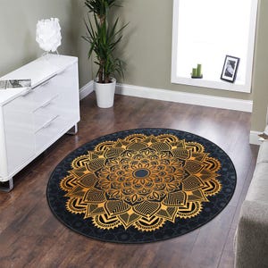 Mandala Round Rug, Geometric Floor Carpet, Yoga Mat, Traditional Rug ...