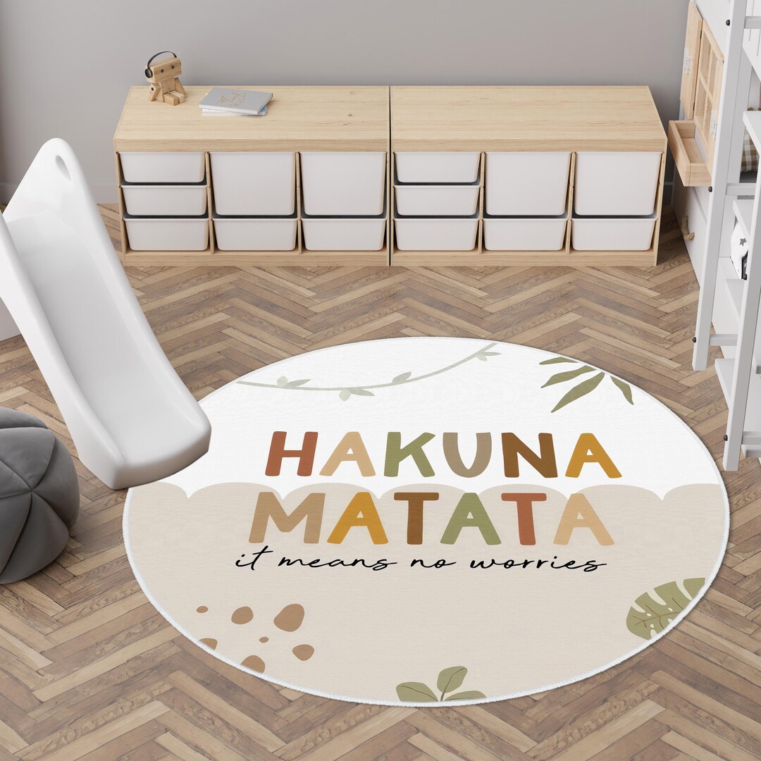 Safari Animal Rug for Kids Room – Hakuna Matata Nursery Play Mat With ...