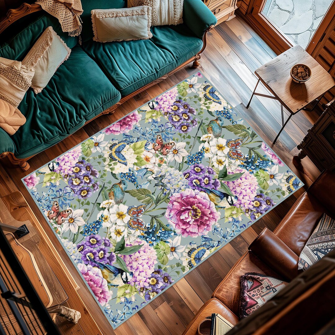 Antique Rose Aesthetic Rug, Victorian Flower Dark Academia Decor Rug ...