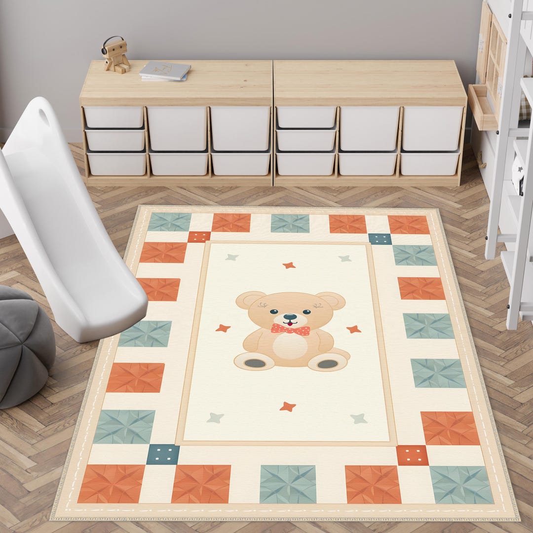 Teddy Bear Pattern Rug,custom Bear Rug,nursery Rug,cute Bear Kids Rug ...