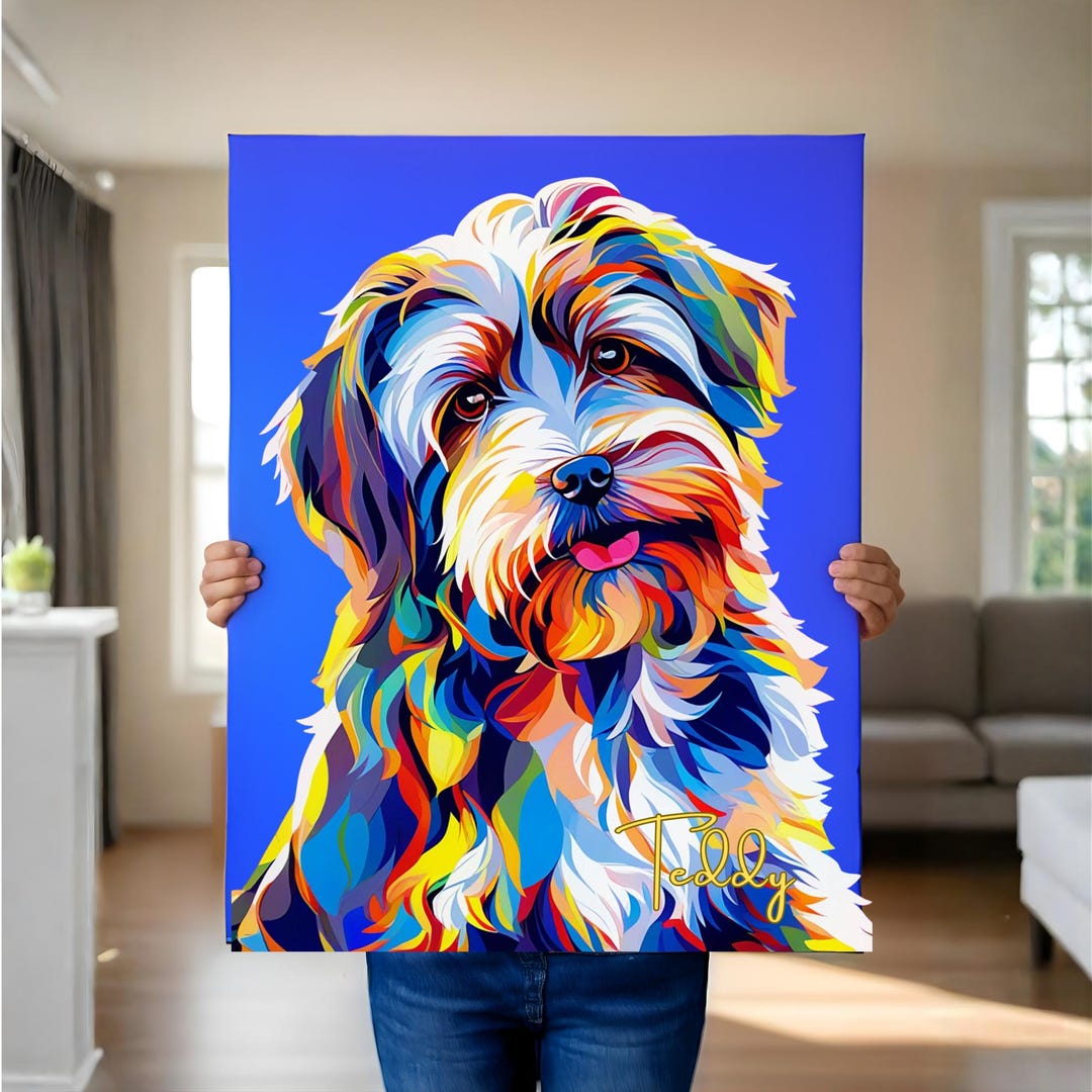 Custom Pet Portrait: Pop Art Rainbow Watercolor Painting (canvas or ...