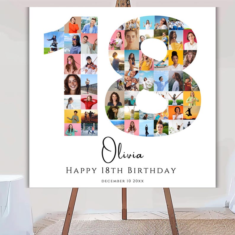 18th Birthday Photo Collage Template: Customizable Canva Gift, 18 ...