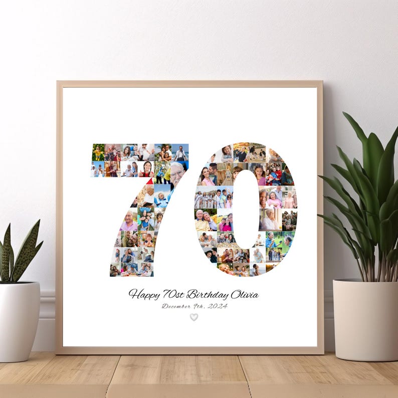 70th Birthday Photo Collage Template: Editable Canva Gift (digital ...