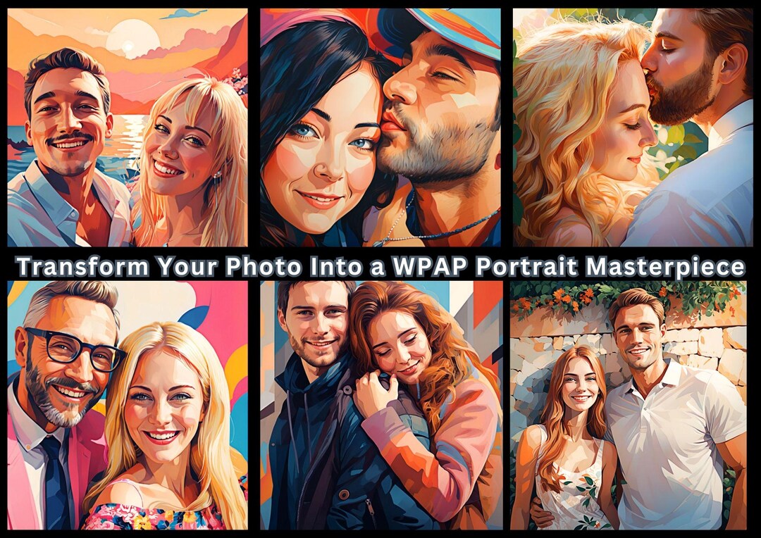 Couple WPAP Portrait, Transform Your Photo Into Pop Art Portrait Custom ...